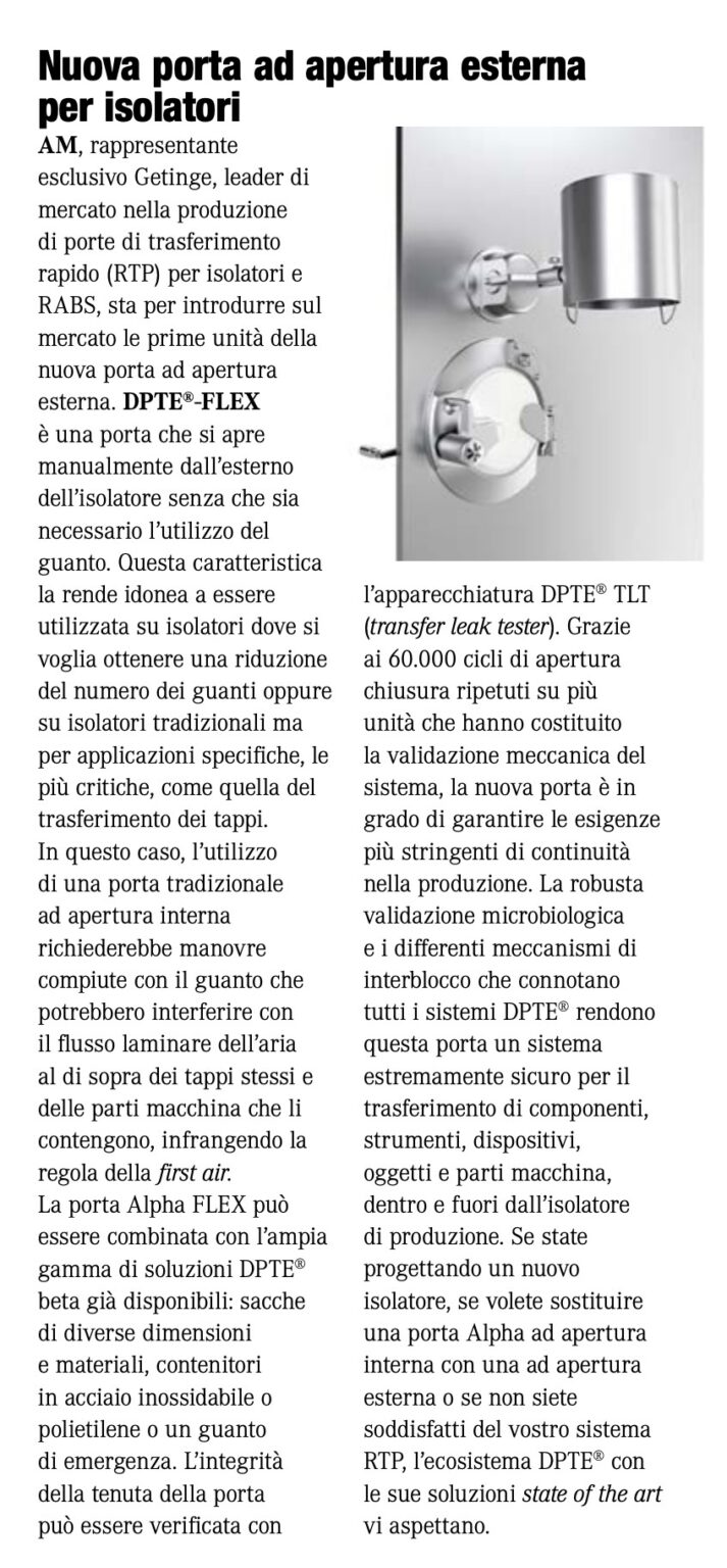 They talk about us...New DPTE®-Flex Getinge door | AM